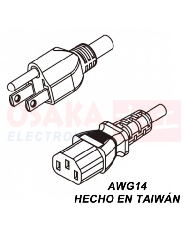 Cable Poder AWG14 15A 1.8mtr WELL-SHIN Taiwán | Osaka Electronics